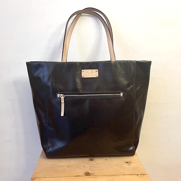 kate spade | Bags | Kate Spade New York Black Coated Canvas Leather ...